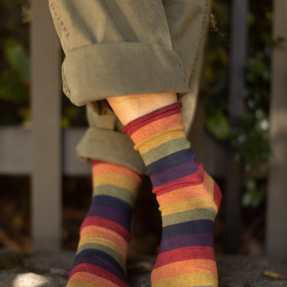 Roll Top Crew - Harvest Rainbow – Sock Dreams