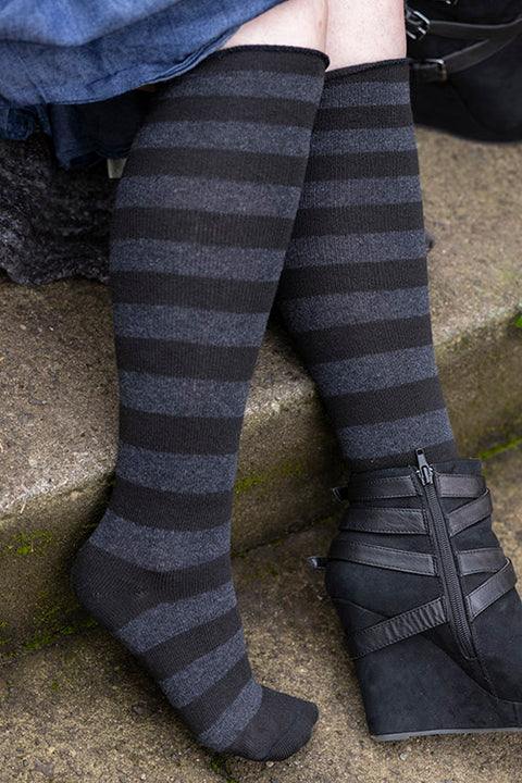Roll Top Striped Knee High Socks – Sock Dreams