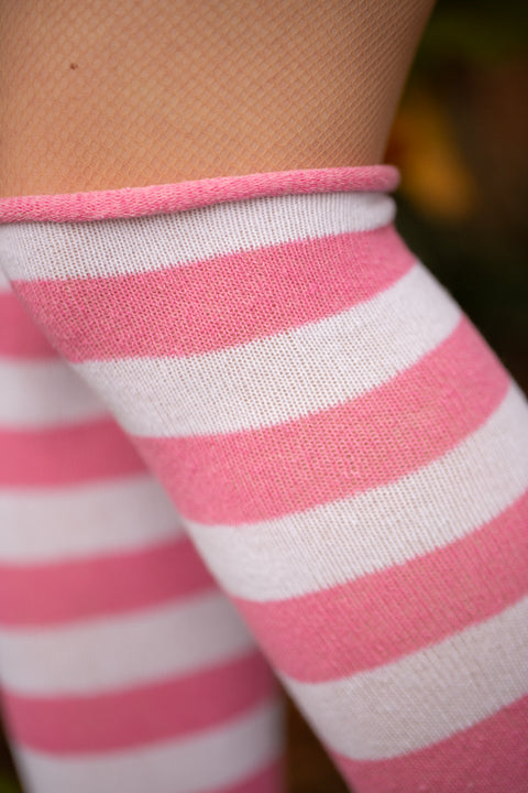 Roll Top Striped Knee High Socks – Sock Dreams