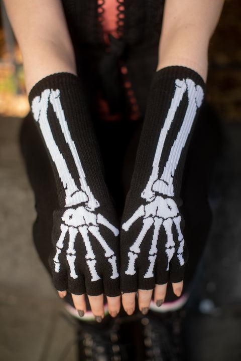 Skeleton Fingerless Gloves – Sock Dreams